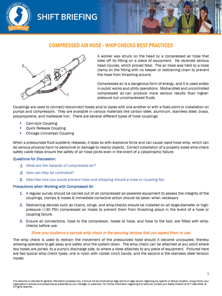 MSI Shift Briefing Compressed Air Hose Whip Checks Best Practices | PDF ...