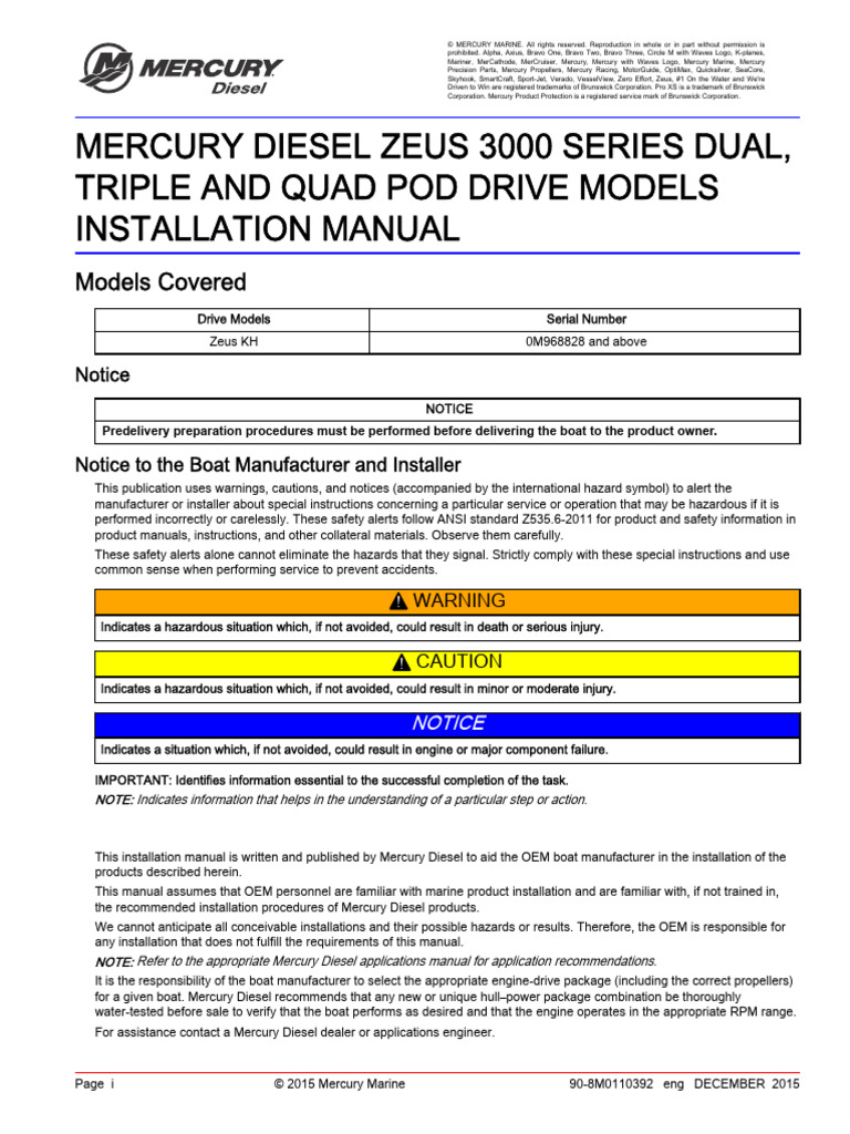 ZEUS INSTALLATION MANUAL FOR DUALS, TRIPLES AND QUADS POD DRIVE MODELS ...