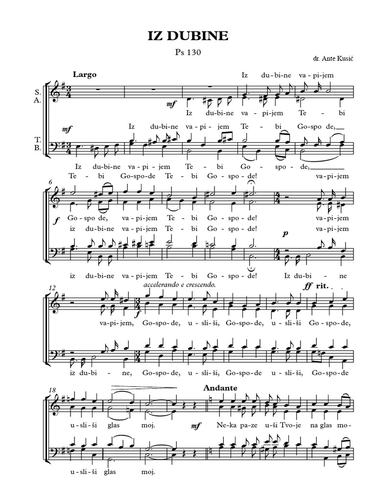 Iz Dubine (Satb) - Kusić | PDF