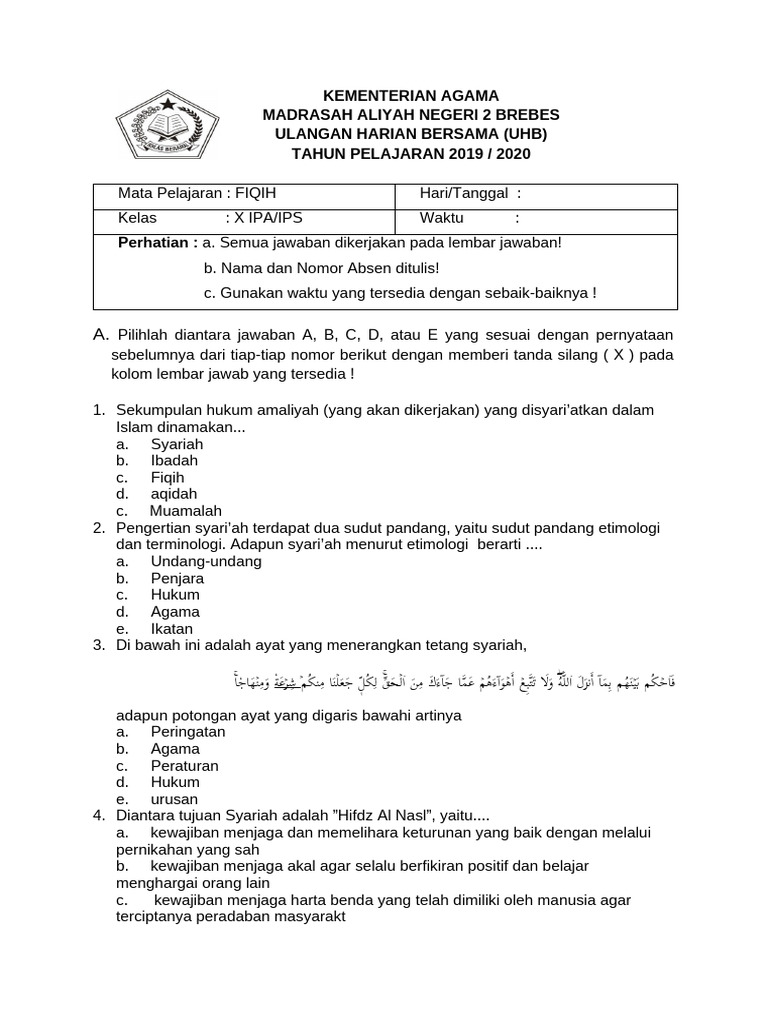 Uhb Fuqih Kelas X | PDF