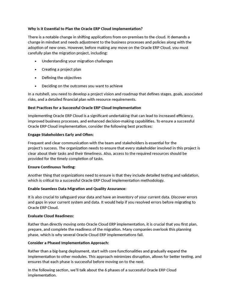 Oracle ERP Cloud Implementation Guide | PDF | Enterprise Resource Planning | Cloud Computing