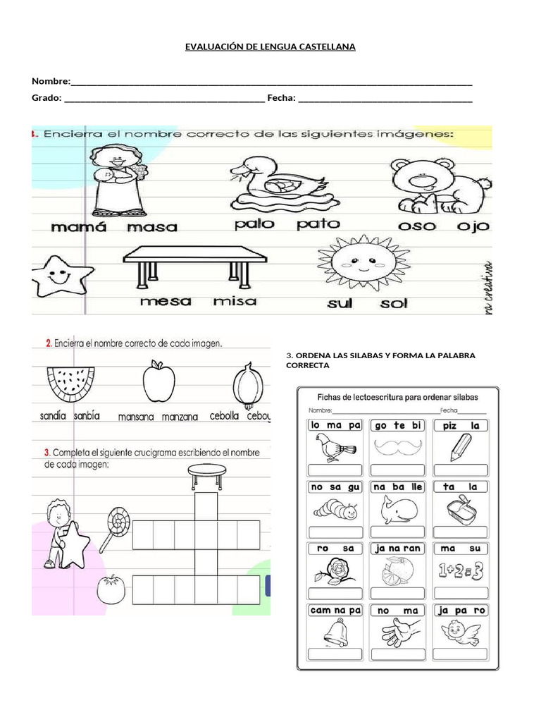 Evaluacion de Lengua Castellana 2 | PDF