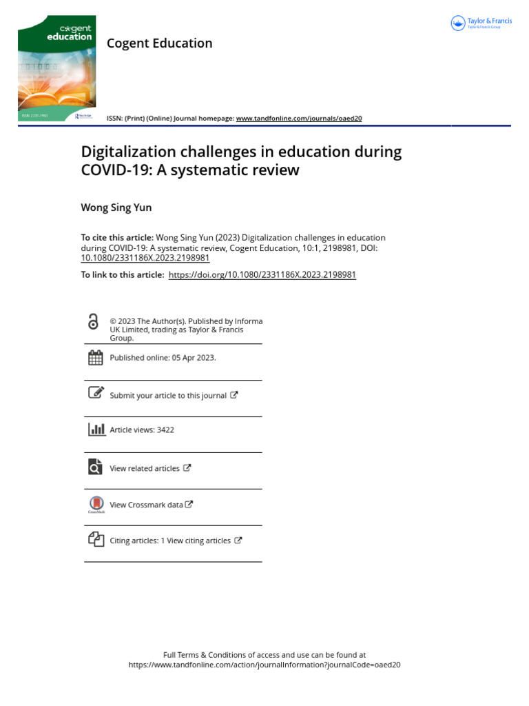 Digitalization Challenges in Education During COVID-19 a Systematic ...