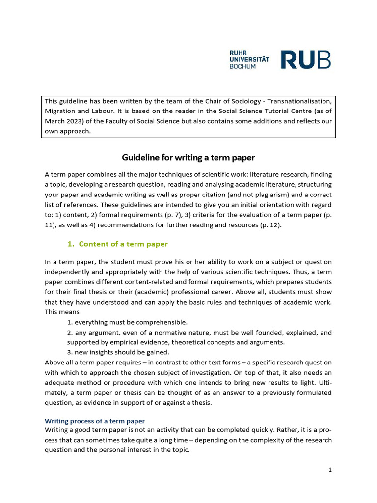 Term Paper Writing Guidelines for Sociology | PDF | Methodology | Theory