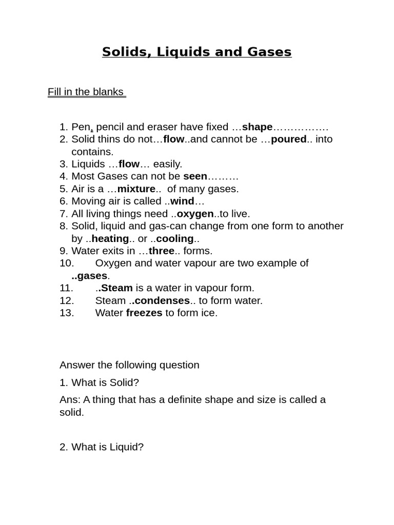 Understanding Solids, Liquids, and Gases | PDF