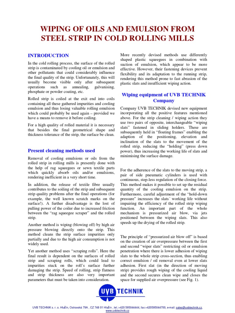 Advanced Wiping Solutions for Steel Strips | PDF | Rolling ...