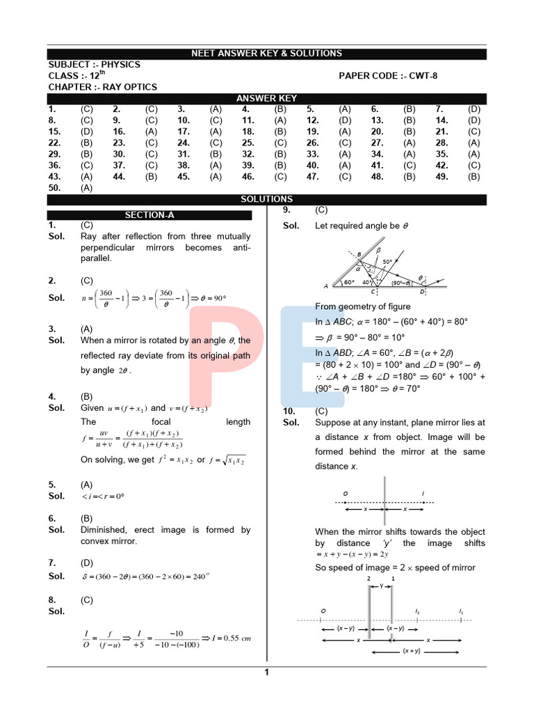 RAY-OPTICS-SOLUTION | PDF | Glass Engineering And Science | Atomic