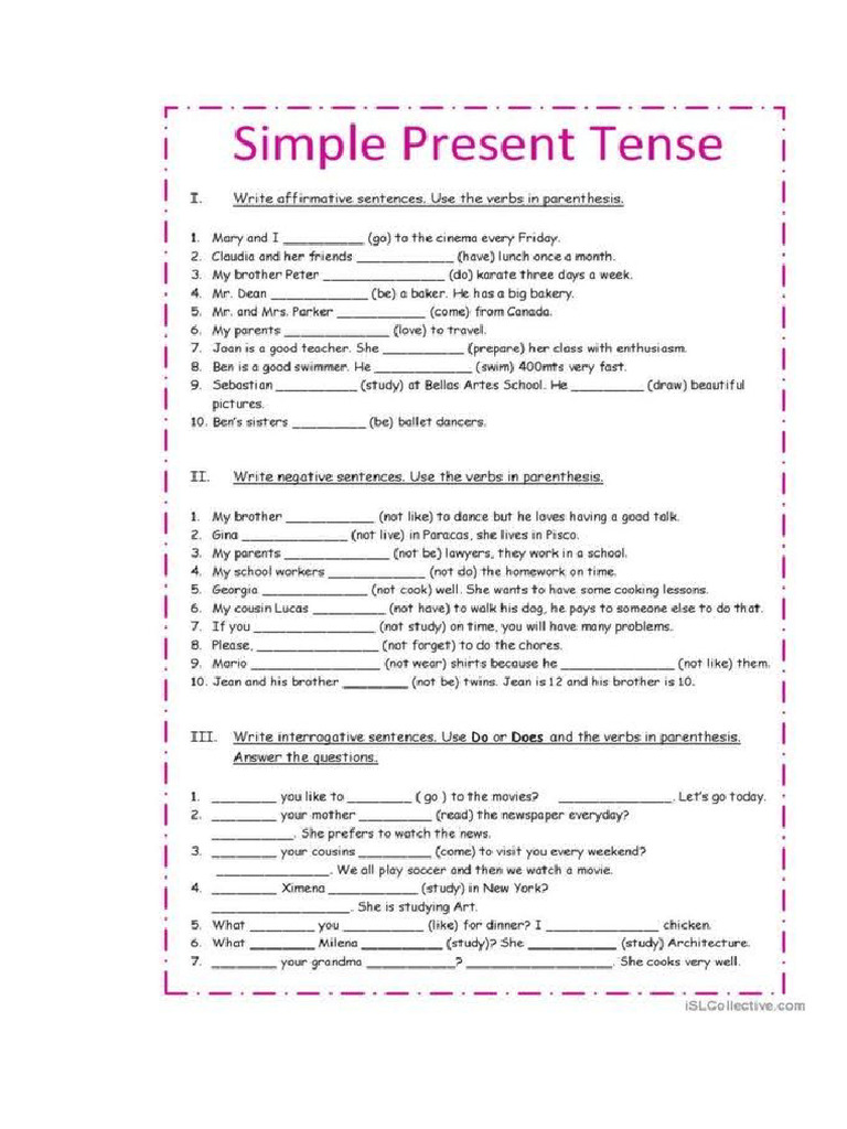 Simple Present - Aff Neg Int | PDF