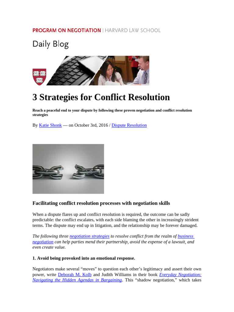 3 ESTRATEGIAS PARA RESOLVER CONFLICTOS (1) | PDF | Negotiation ...