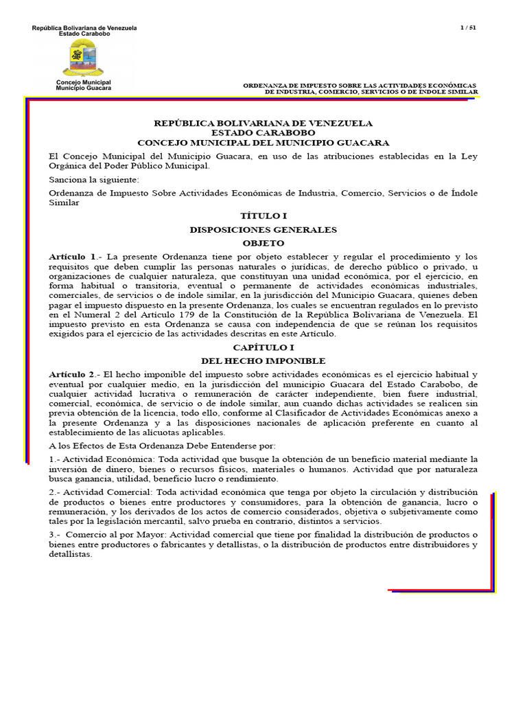 Ordenanza As (002) Guacara | PDF | Impuestos | Reaseguro