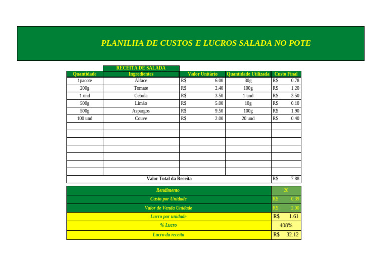 Planilha de Custo | PDF