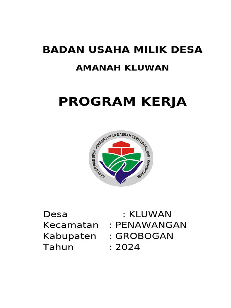 Rencana Kerja BUM Desa Amanah Kluwan 2024 | PDF