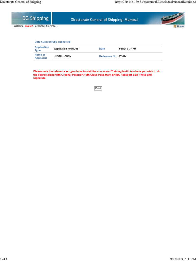 Directorate General of Shipping | PDF