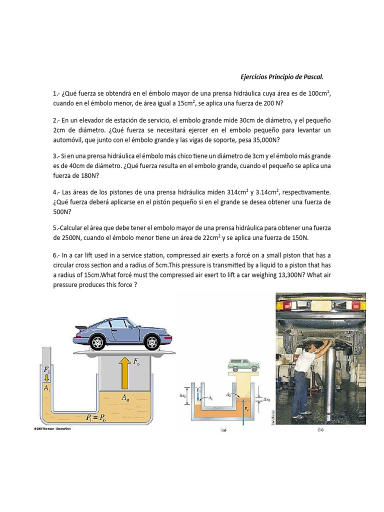 Ejercicios - Principio - de - Pascal 2do Bach | PDF | Kilogramo