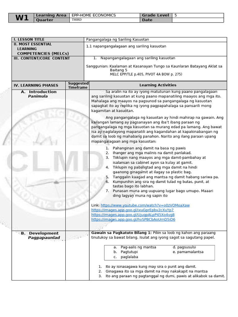 EPP_HOME-ECONOMICS5_WEEK1 | PDF