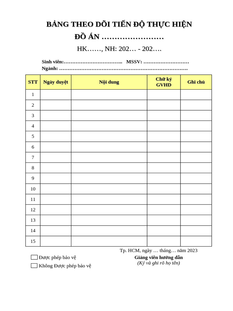 Bang Theo Doi Tien Do | PDF