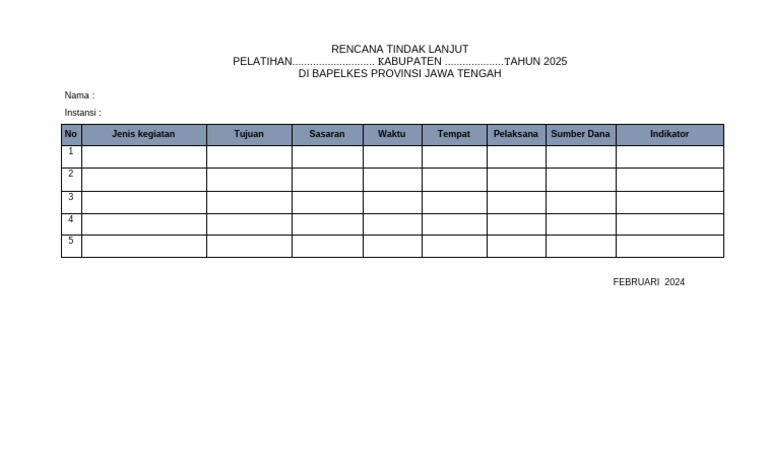 Form RTL Pelatihan | PDF