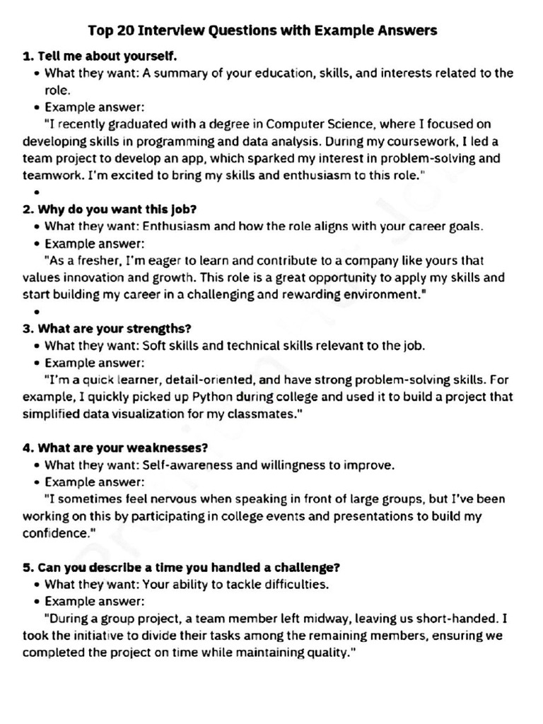 Interview Questions Kit | PDF