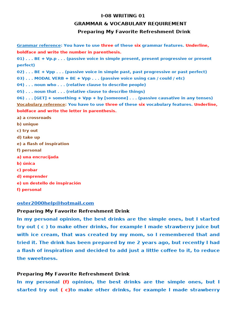 I-08 WRITING 01 Gammar & Vocabulary Reference | PDF | Language Families ...