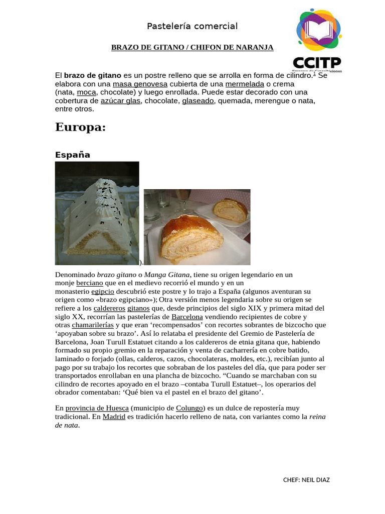 BRAZO DE GITANO | PDF | Postres | Alimentos