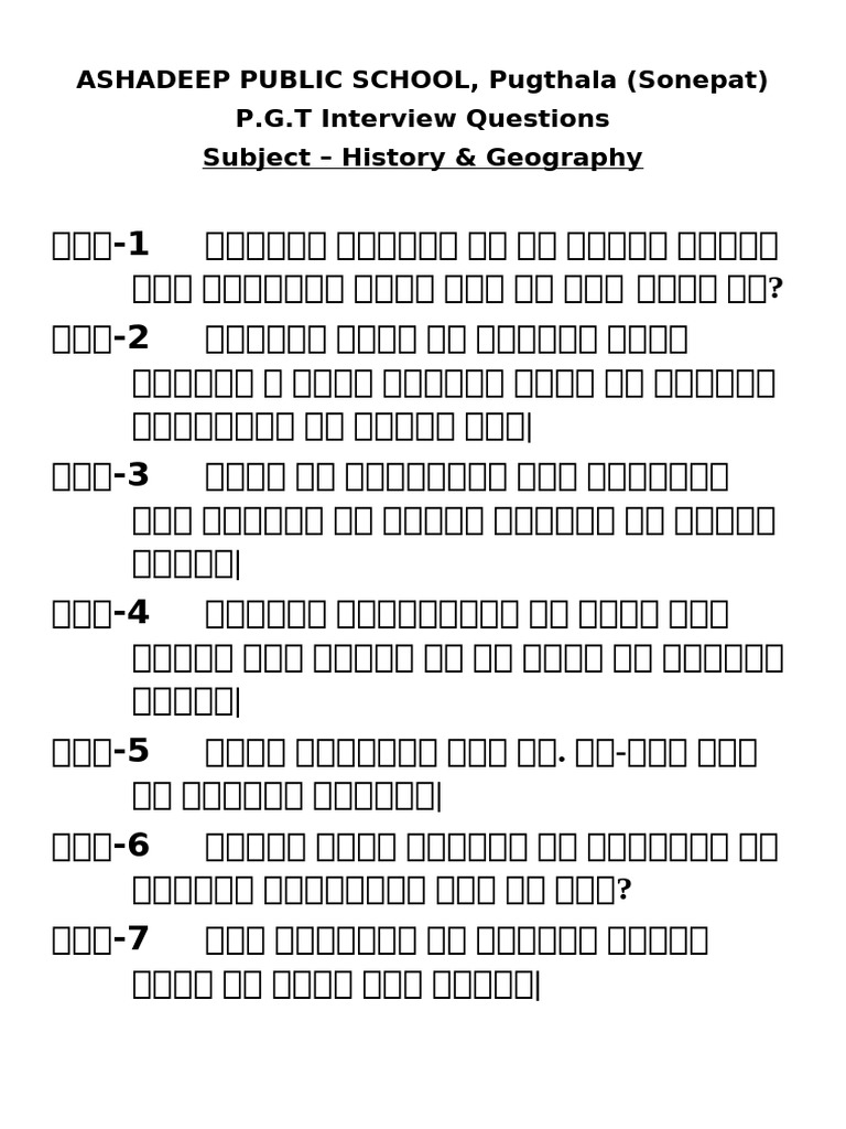 PGT HIs-Geo Interview | PDF