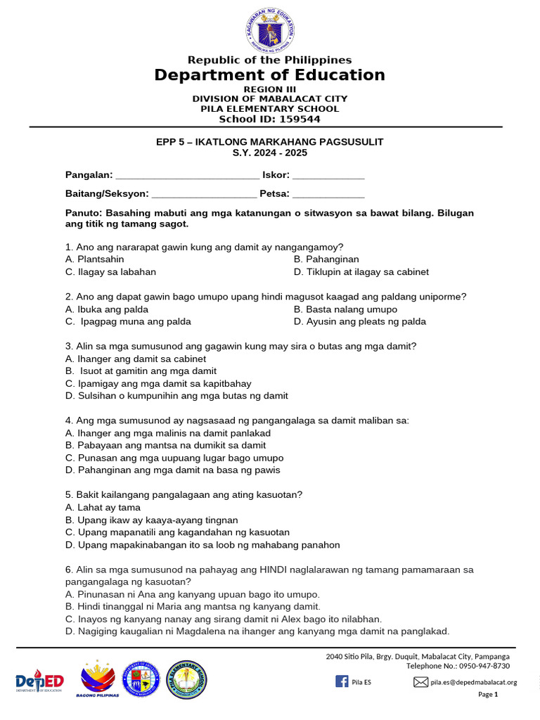 EPP-TEST-PAPER-SAMPLE | PDF