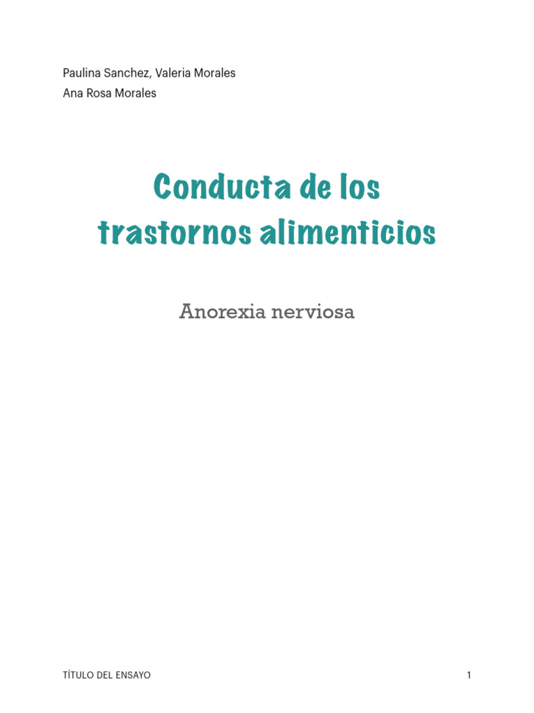 Anorexia Nueva Nerviosa | PDF | Anorexia nerviosa | Desorden alimenticio