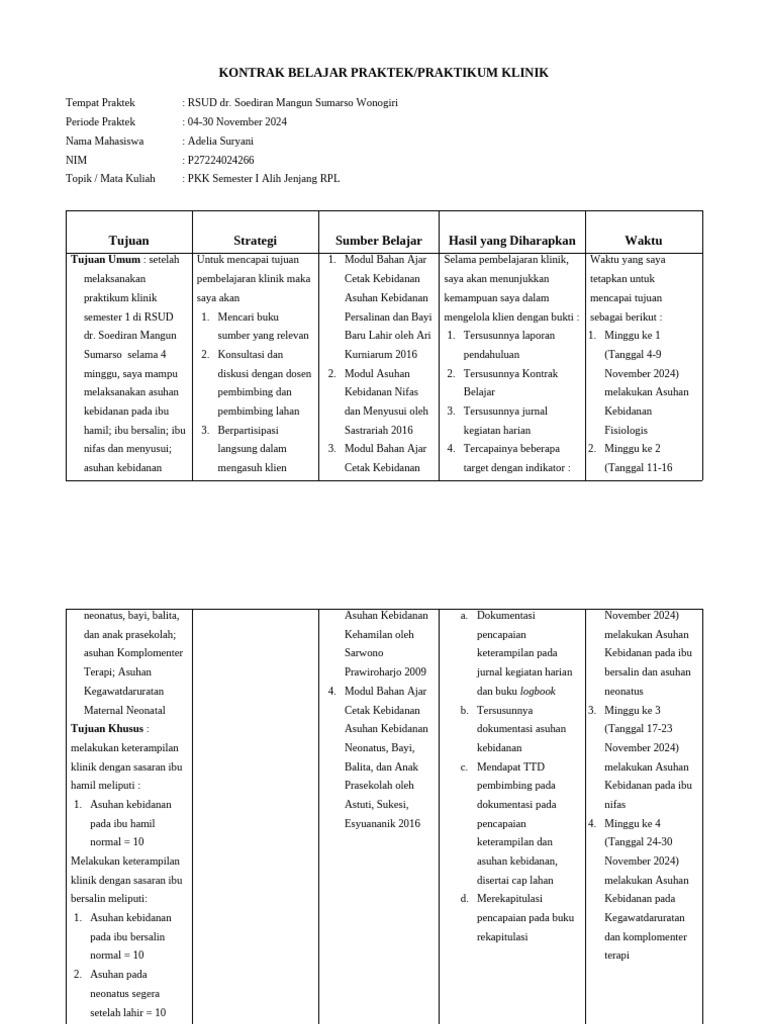 Kontrak Belajar Adel Wng Salinan Salinan | PDF