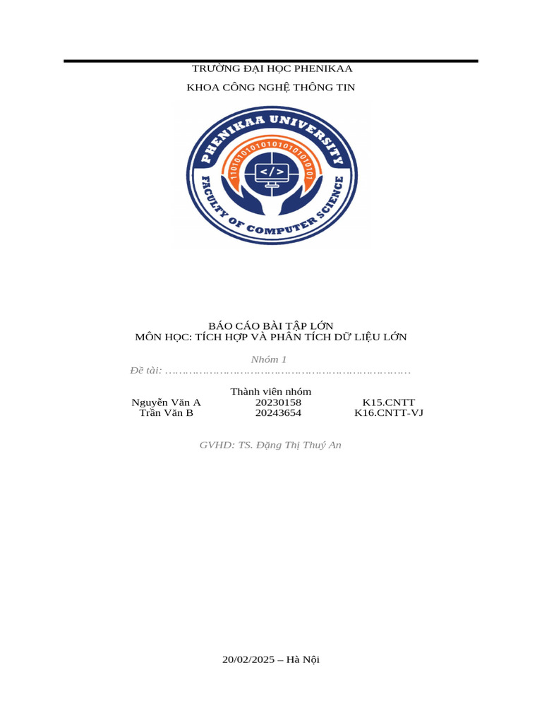 Template-BTL-Tích Hợp Và Phân Tích Dữ Liệu Lớn | PDF