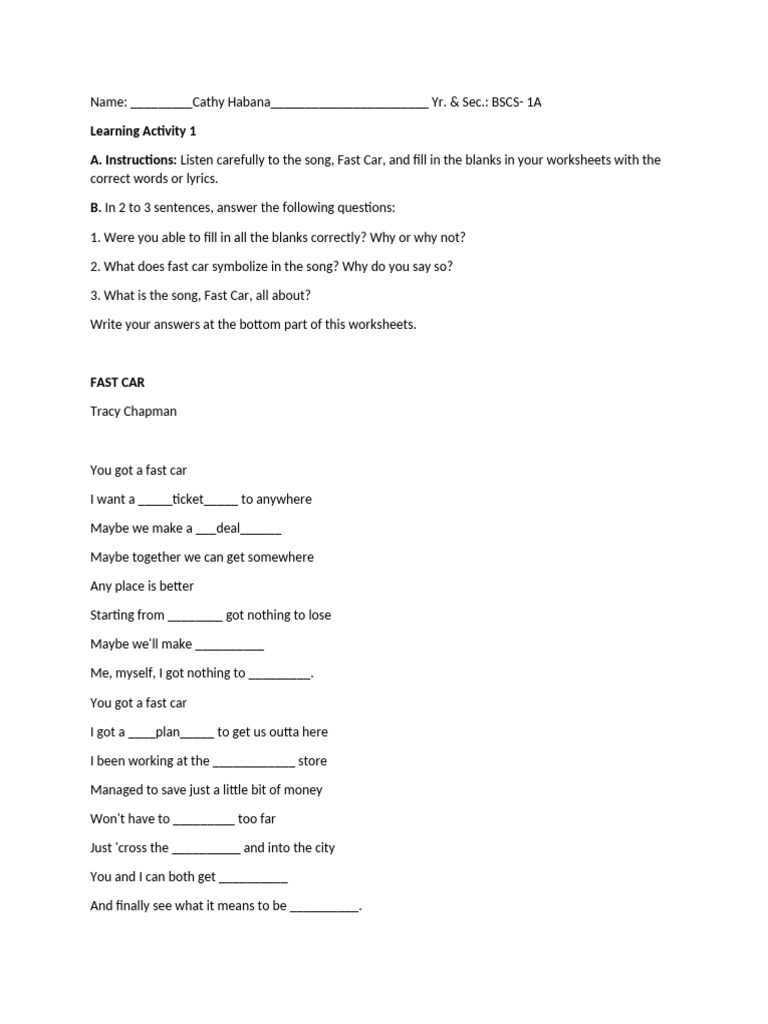 (Template) Listening (Act. #1) | PDF