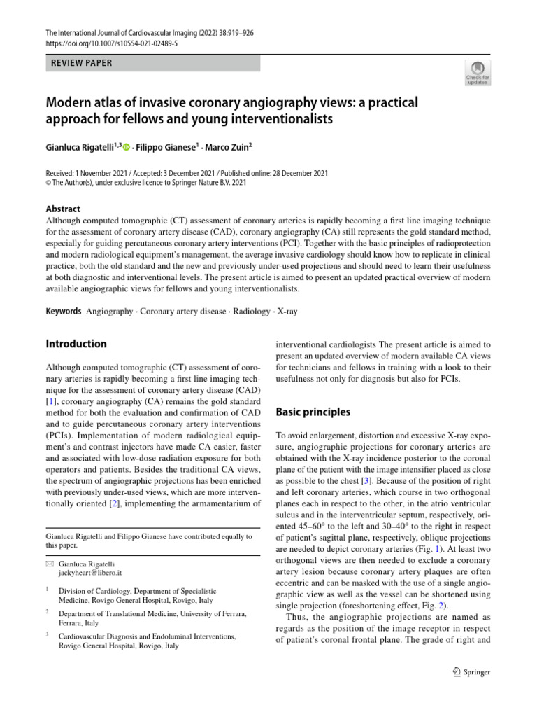 Modern Atlas of Invasive Coronary Angiography Views A Practical ...