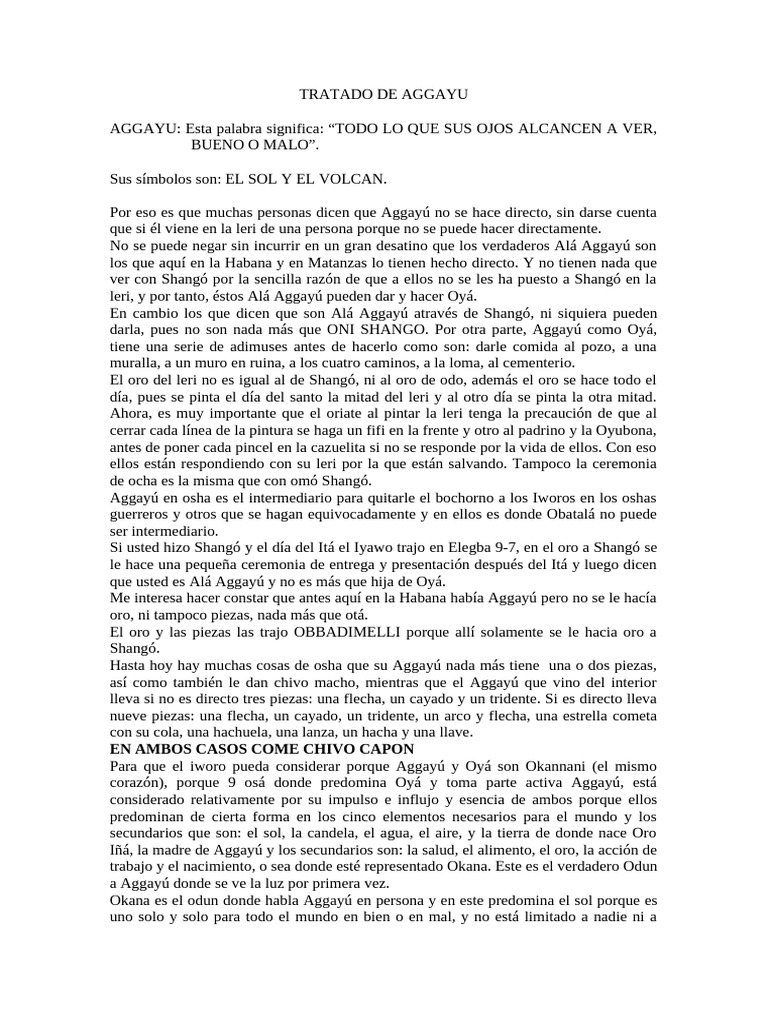 Tratado de Aggayu | PDF | Santeria