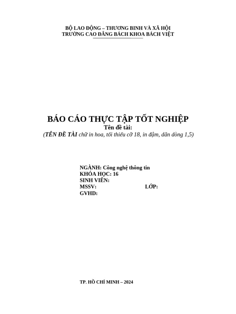 BAO CAO THUC TAP TOT NGHIEP Mẫu | PDF