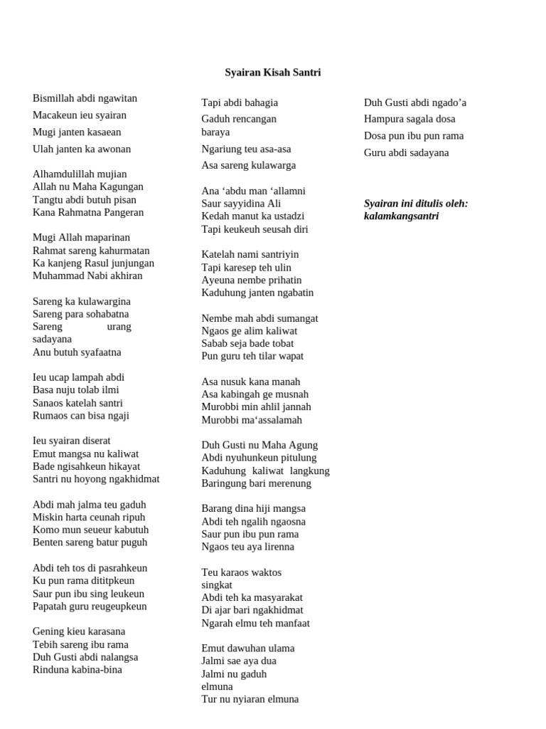 Syairan Santri: Doa dan Harapan | PDF