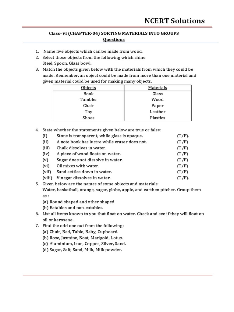Chapter 4 Sorting Materials Into Groups | PDF | Spoon | Materials