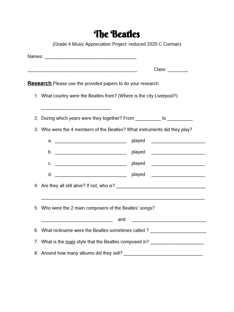 The Beatles: Research | PDF | The Beatles | The Beatles Songs