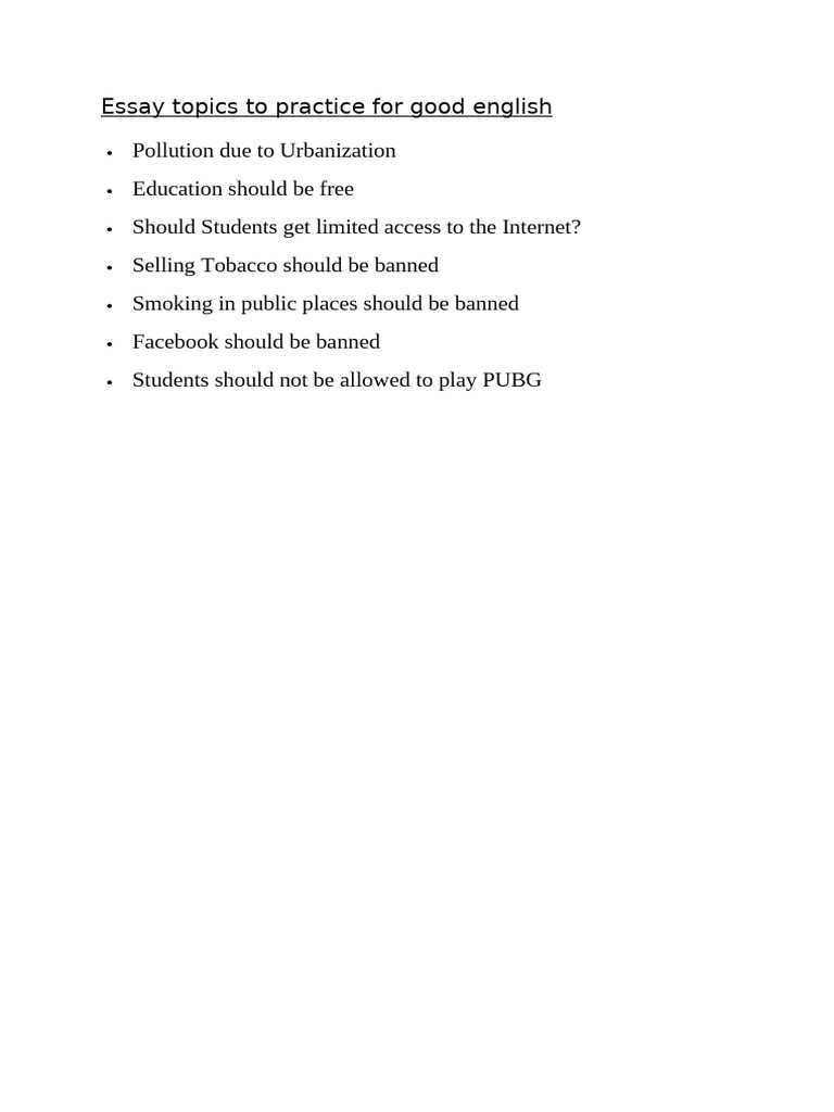 Engaging Essay Topics for English Practice | PDF