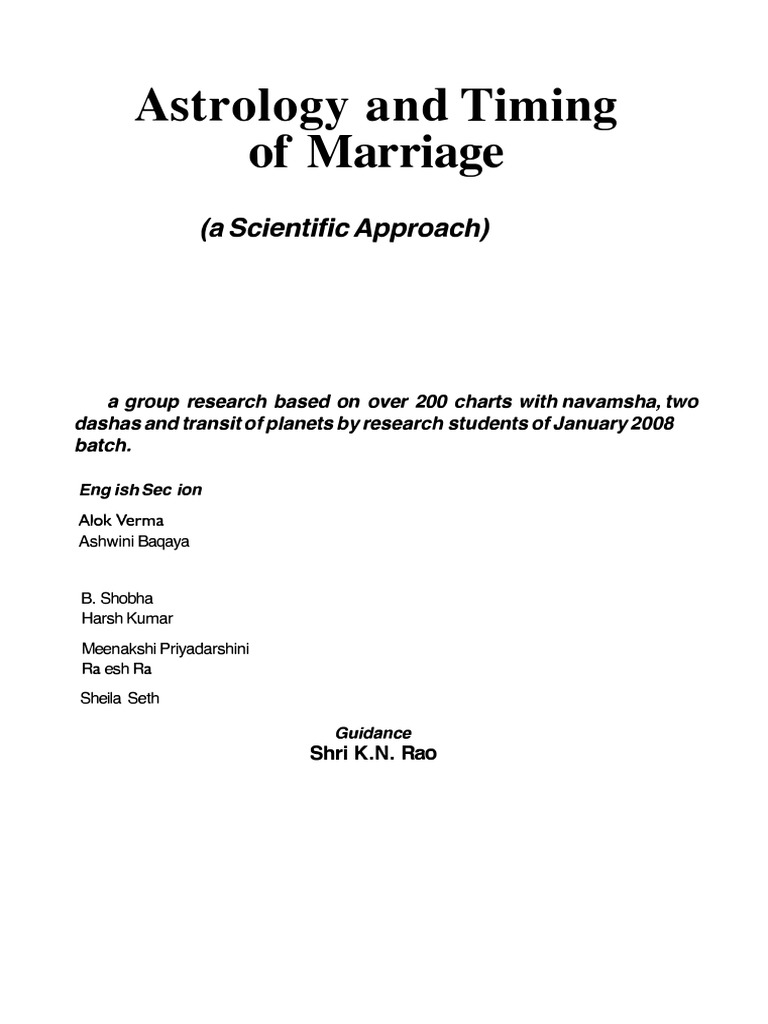 Astrology and Timing of Marriage - K.N.rao | PDF