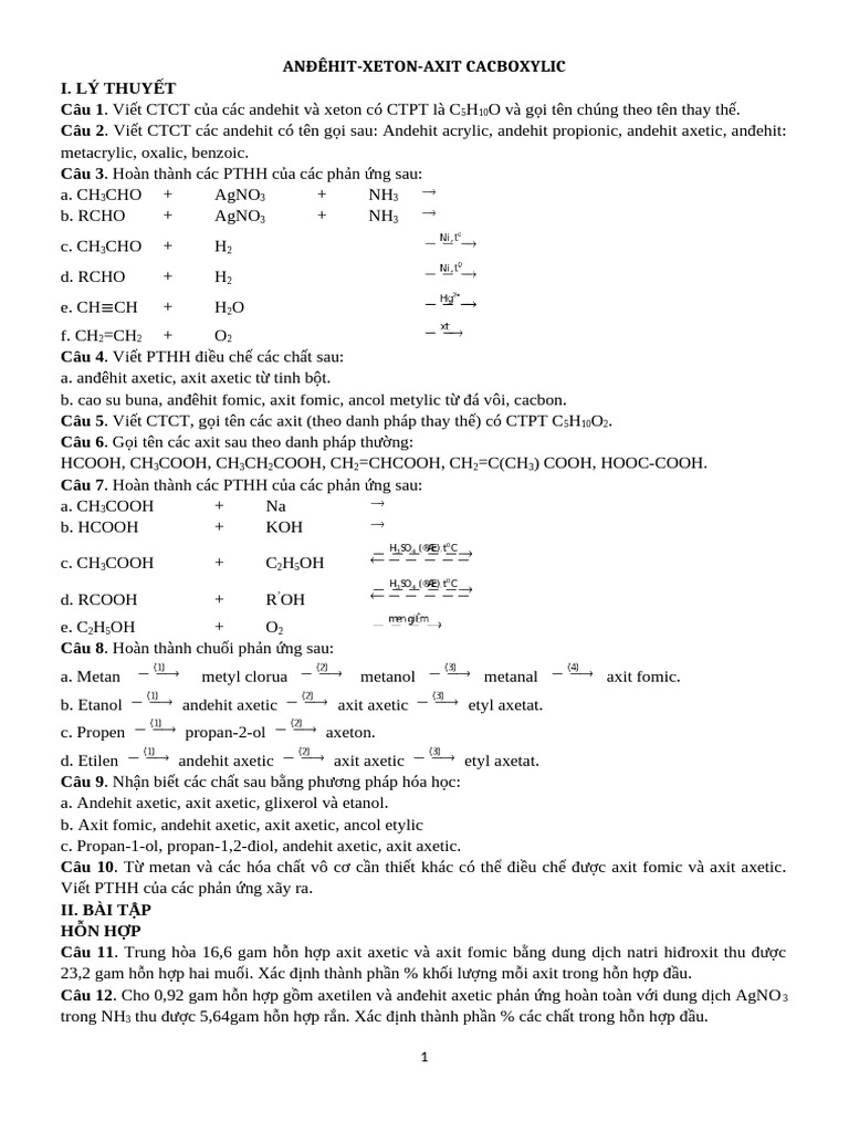 Andehit Xeton Axit CB | PDF