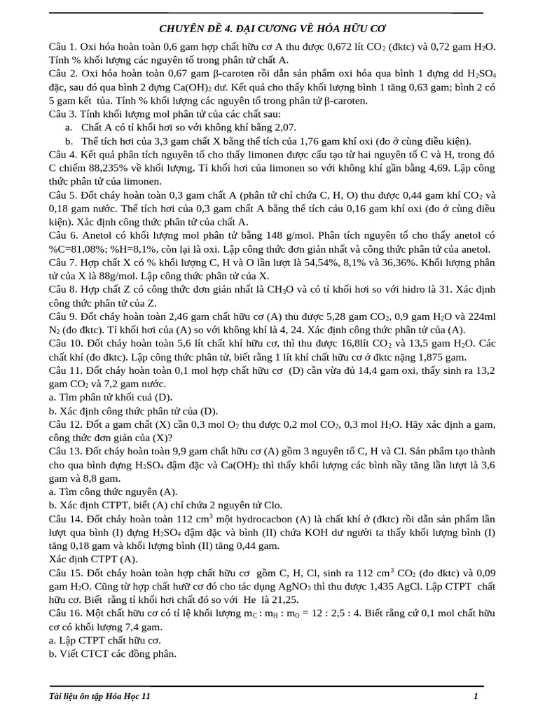 Bai Tap Hoa Huu Co | PDF