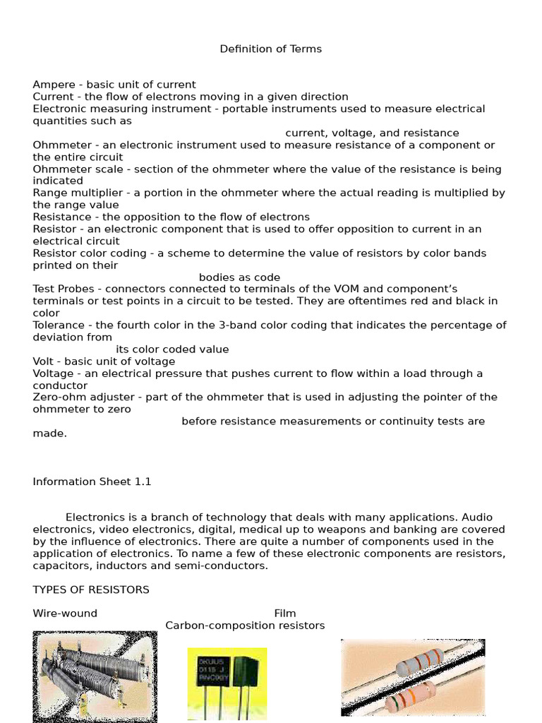 Definition of Terms EPAS 9 | PDF | Resistor | Electronic Component