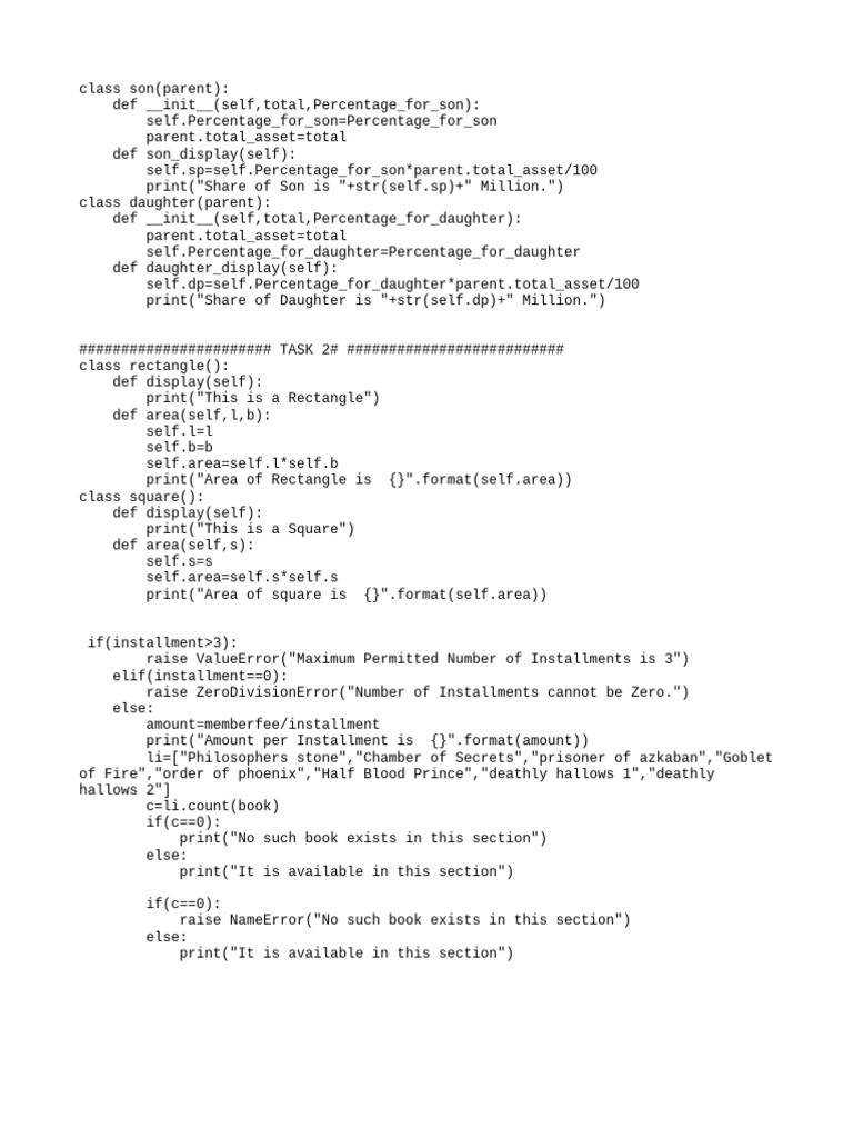 Classes and Object 2 - Task 1 | PDF