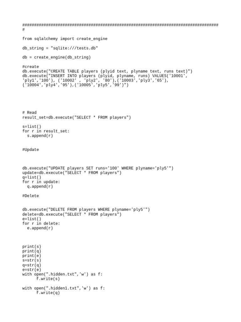 SQLite CRUD Operations in Python | PDF