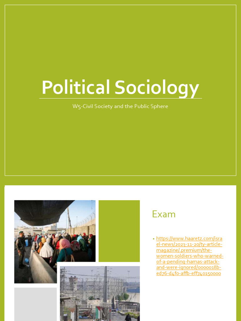Pol Socio W6 - Civil Society Public Sphere Media 2019 | PDF | Public Sphere | Civil Society