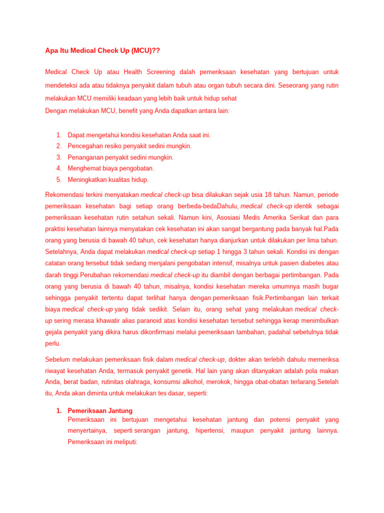Medical Check Up | PDF