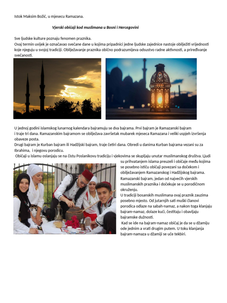 Vjerski Običaji Kod Muslimana U Bosni I Hercegovini 2 | PDF