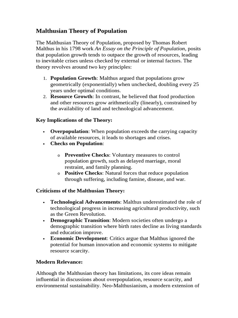 Malthusian Theory of Population | PDF | Economies | Economics