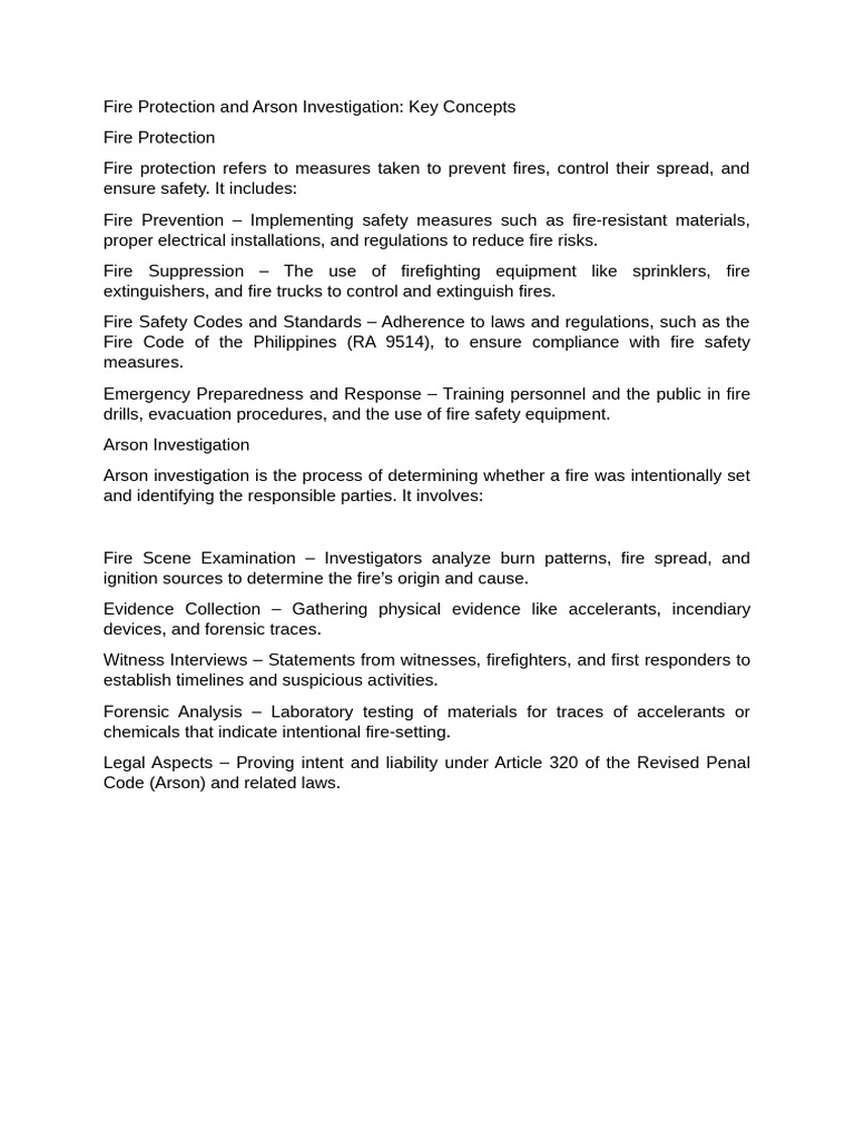 Fire Protection & Arson Investigation Essentials | PDF