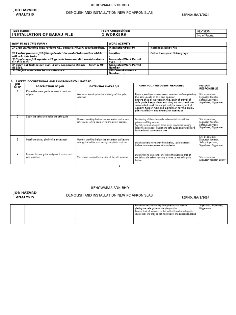 4-Jha Installation Bakau Pile | PDF | Occupational Safety And Health ...