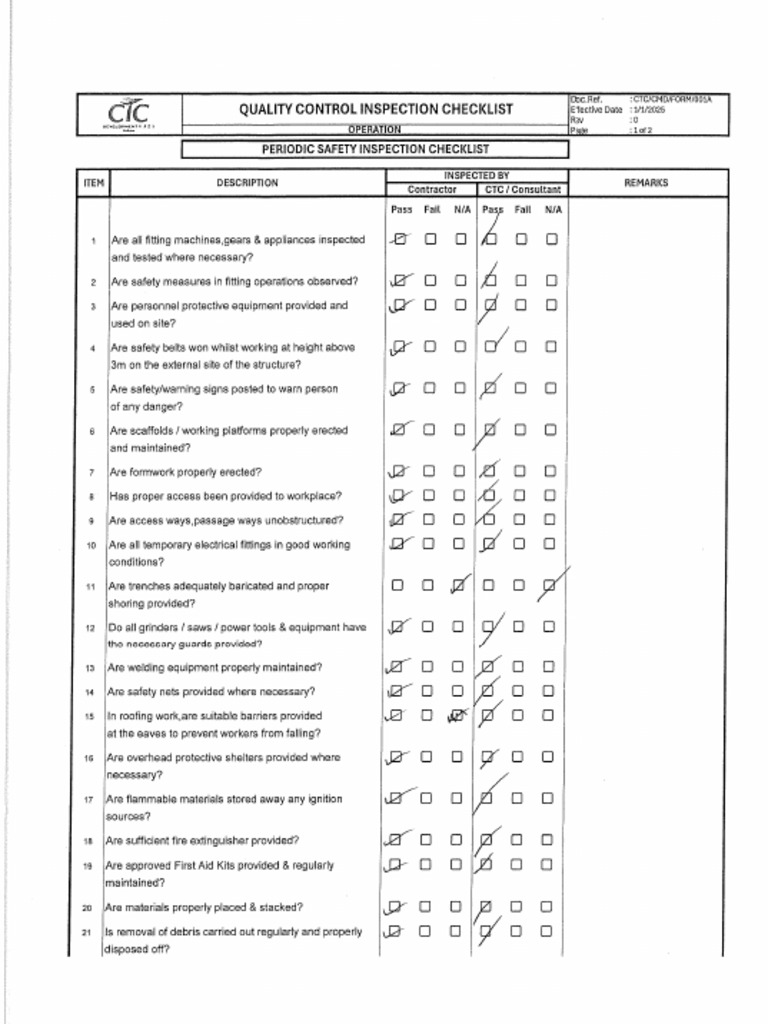 20250217 - Safety Inspection Checklist | PDF